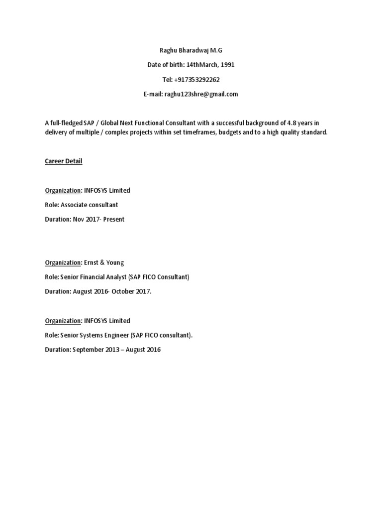 Raghu Bharadwaj - Updated CV | PDF | Value Added Tax | Taxes