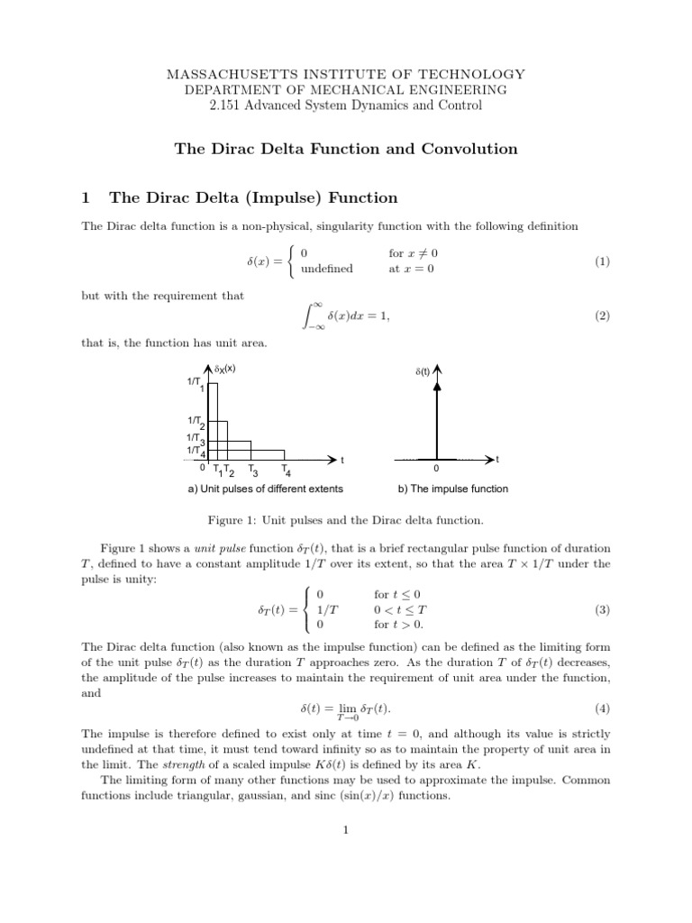 The Dirac Delta Function and Convolution | PDF | Convolution | Integral