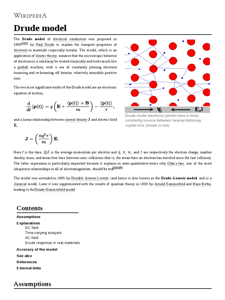 Drude Model-Wikipedia | PDF | Dielectric | Condensed Matter