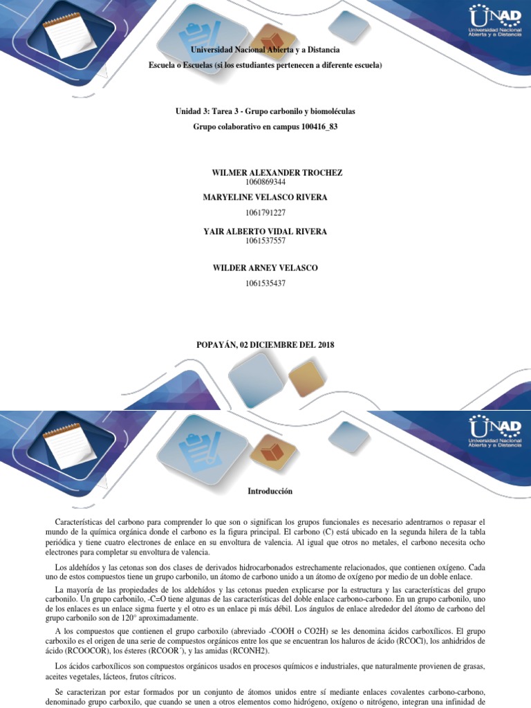 Tarea3-Grupo Carbonilo y Biomoléculas Grupo - 100416 - 83 PDF | PDF ...