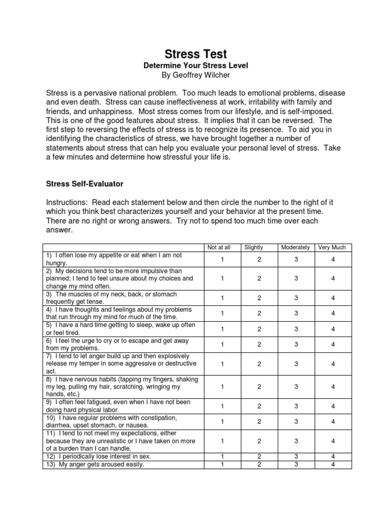 Stress-Test - 3 | PDF | Stress (Biology) | Abnormal Psychology