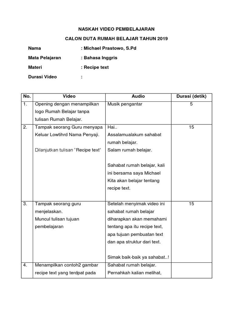 Naskah Video Pembelajaran | PDF