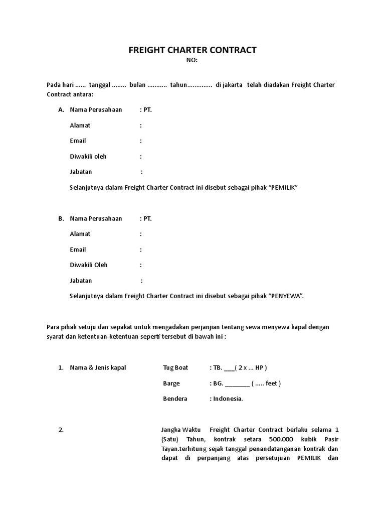 Freight Charter Contract | PDF