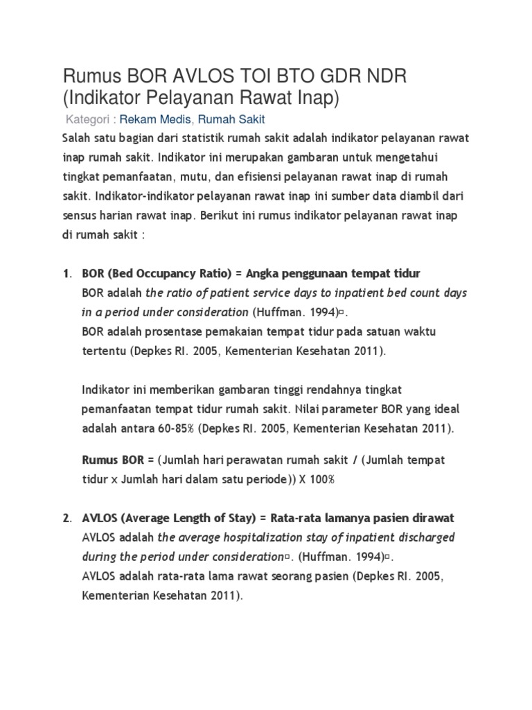 Rumus BOR AVLOS TOI BTO GDR NDR | PDF | Kesehatan Holistik