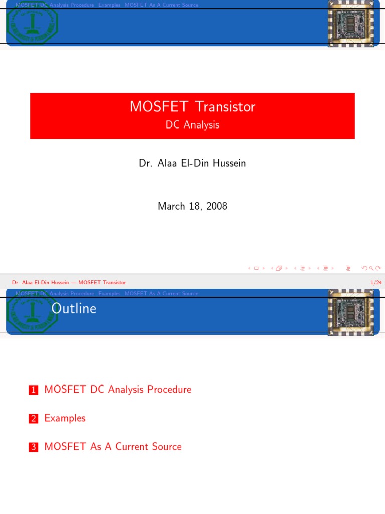 MOSFET DC Analysis Procedure | PDF | Mosfet | Field Effect Transistor