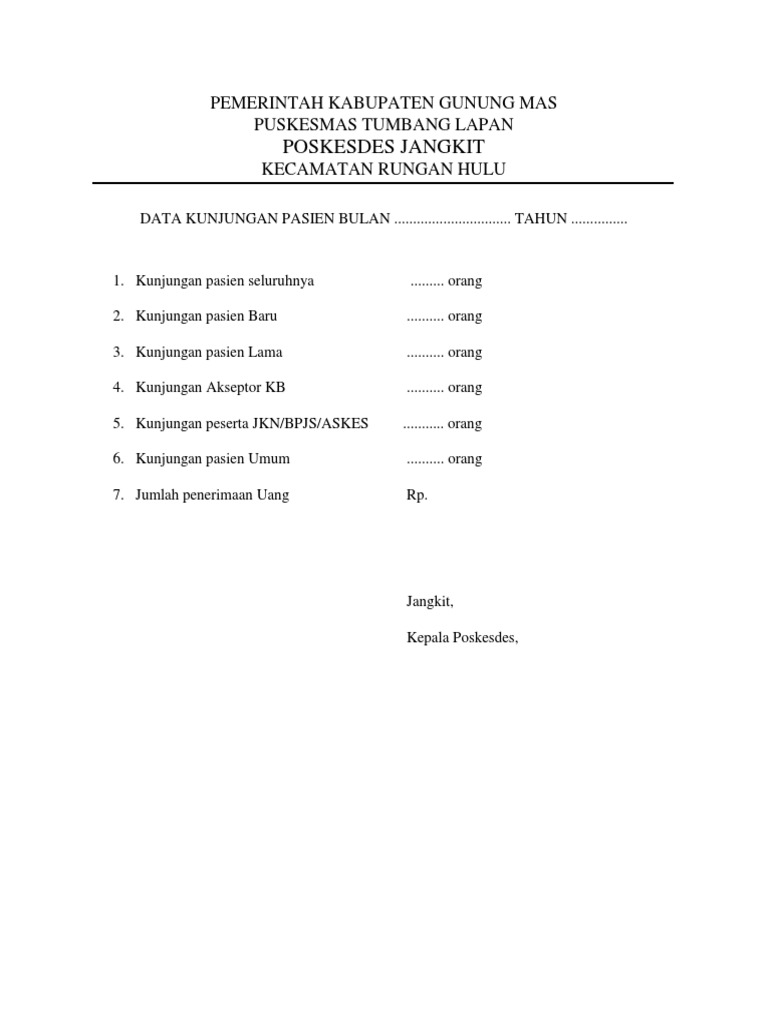 Data Kunjungan Pasien Poskesdes Jangkit | PDF