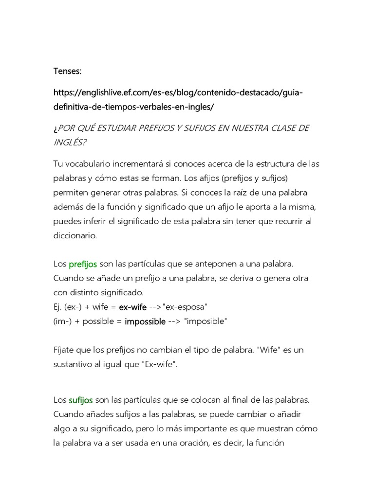 AFFIXES | PDF | Palabra | Verbo