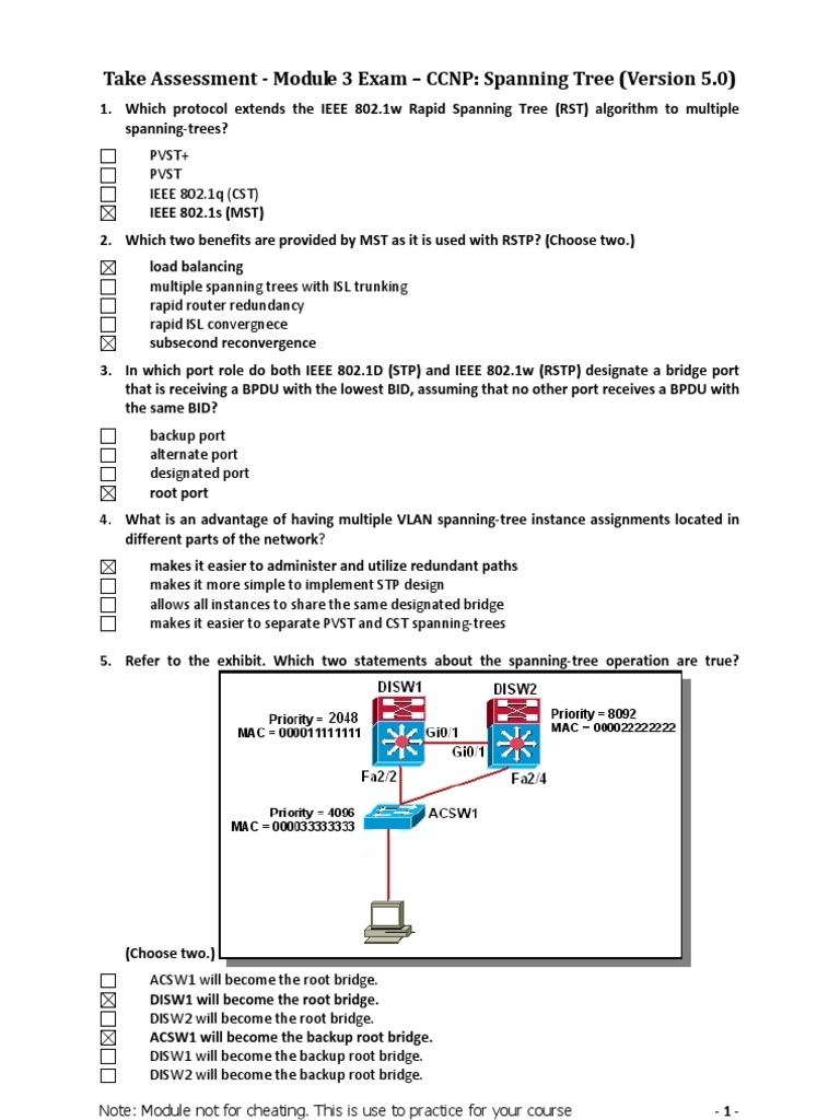 CCNP BCMSN - Module - 3 - Exam-CCNPSpanning-Tree | PDF | Physical Layer Protocols ...