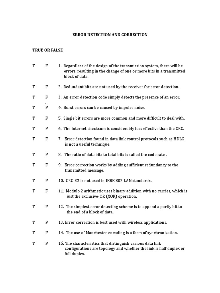 Error Correction and Detection | PDF | Error Detection And Correction ...