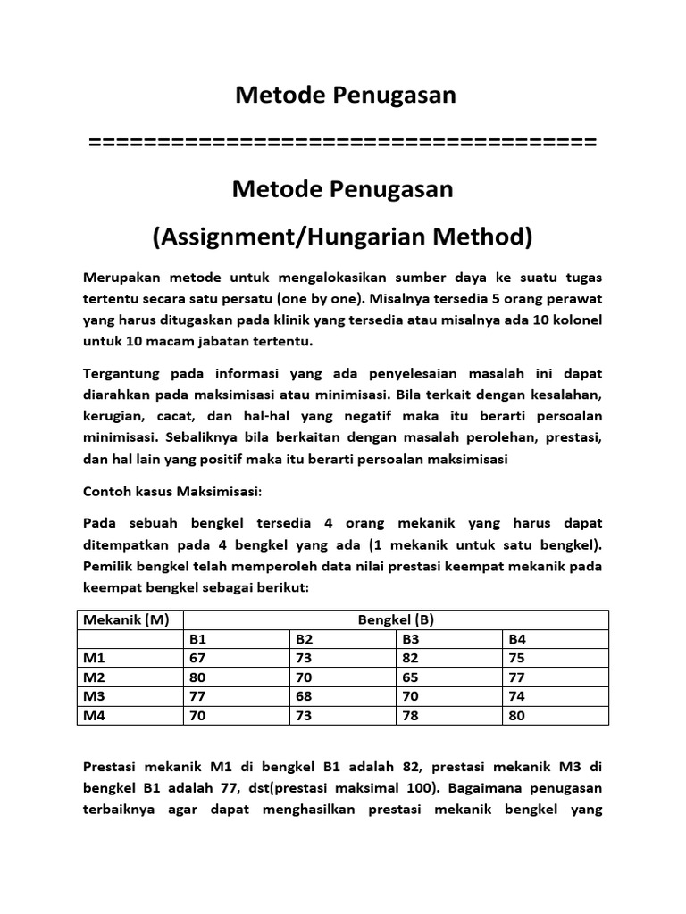 Metode Penugasan | PDF