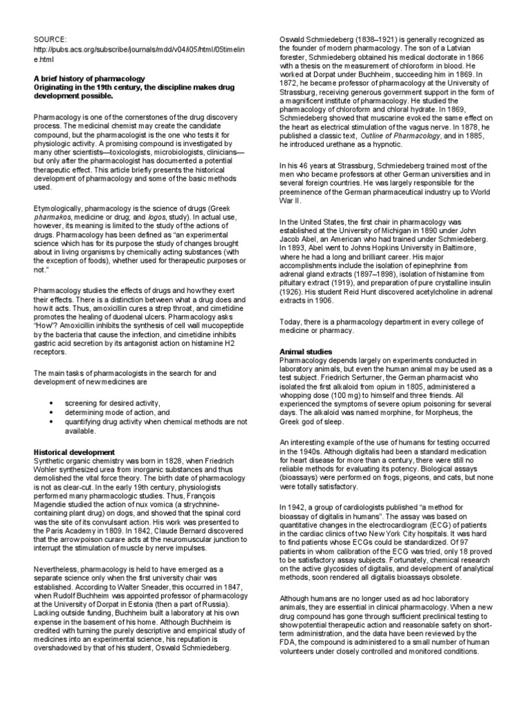 The History of Pharmacology | PDF | Pharmacology