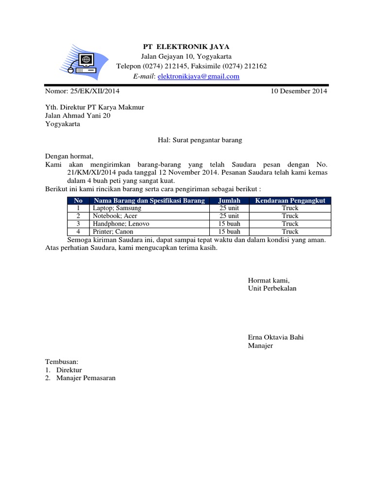 Surat Pengantar Barang | PDF
