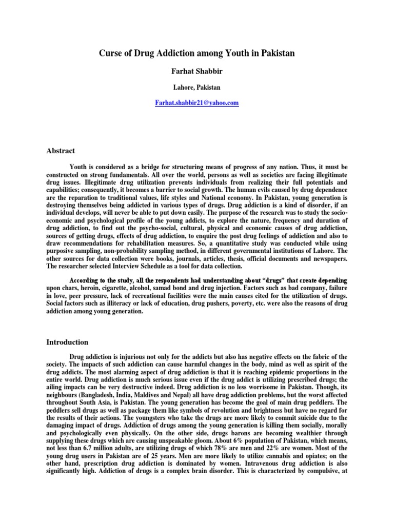 The2ndICCT - 191 - Curse of Drug Addiction Among Youth in Pakistan ...