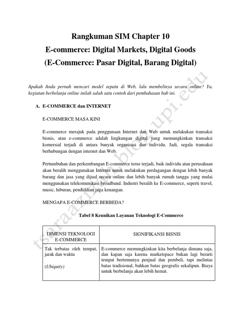 Rangkuman SIM Chapter 10 E-Commerce - Digital Markets, Digital Goods (E-Commerce - Pasar Digital ...
