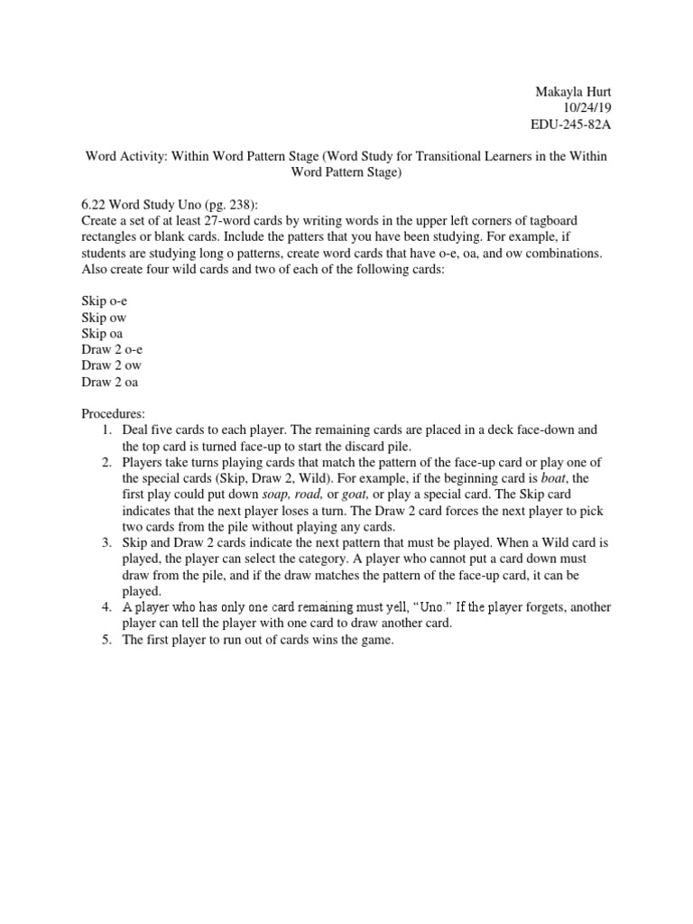 Stage 3 - Within Word Pattern Spelling | PDF