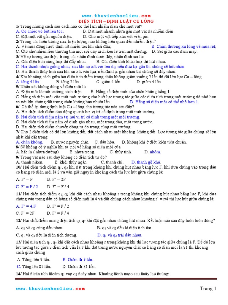 Bai Tap Vat Ly 11 Ca Nam | PDF