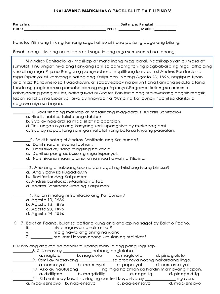 2nd Periodical Test All Subjects Final 1 | PDF