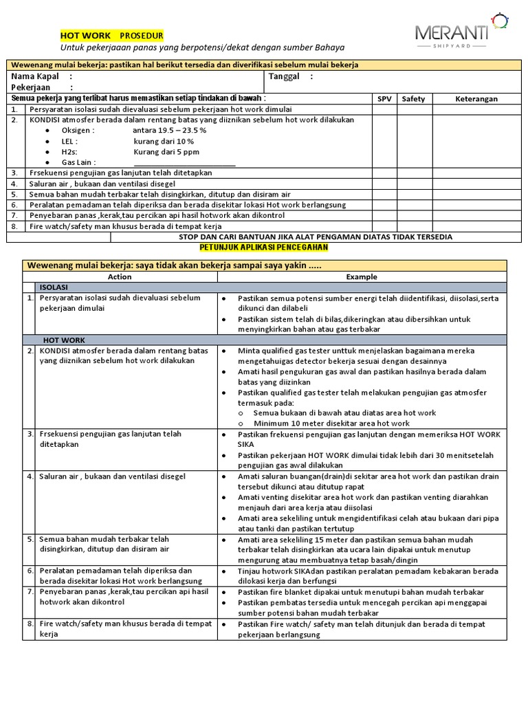 Hot Work Prosedur | PDF