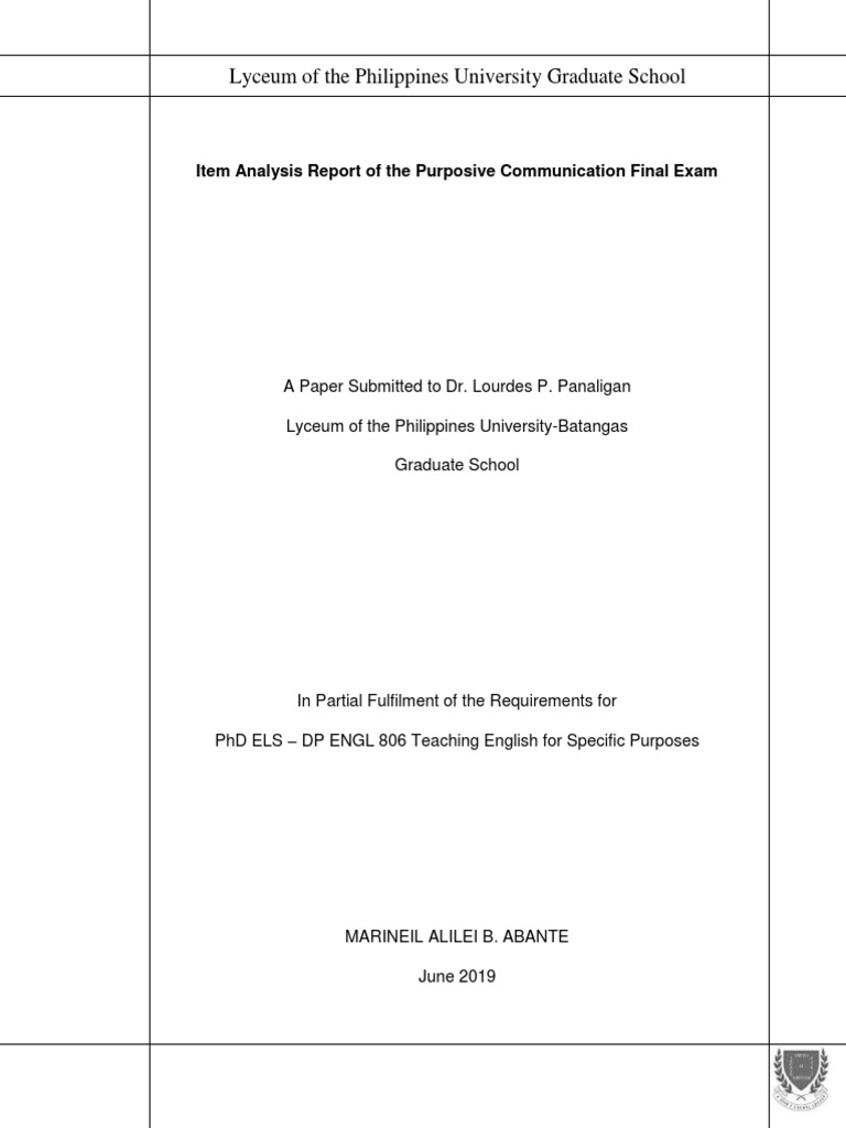 Item Analysis | PDF | Graduate School | Test (Assessment)