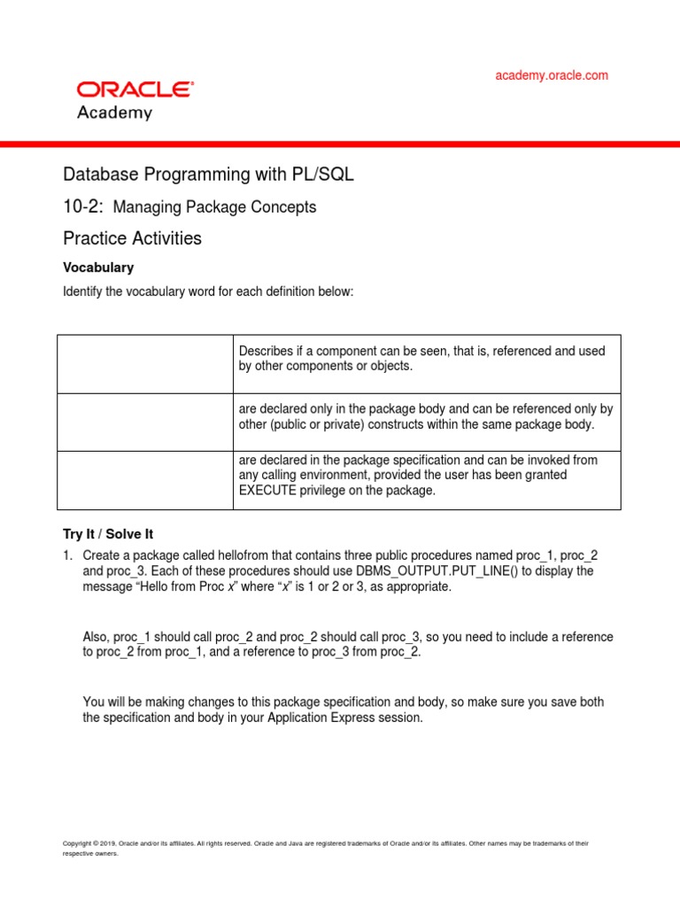 PLSQL 10 2 Practice | PDF | Pl/Sql | Computer Engineering