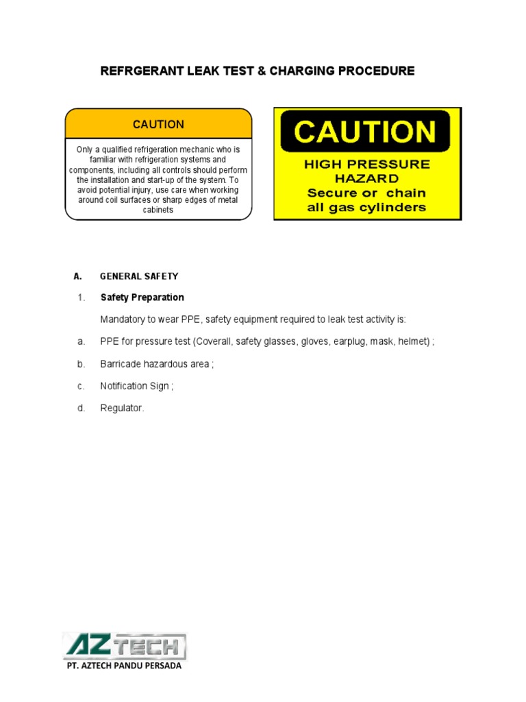 Procedure Leak Test Dan Vacuum | PDF | Leak | Vacuum