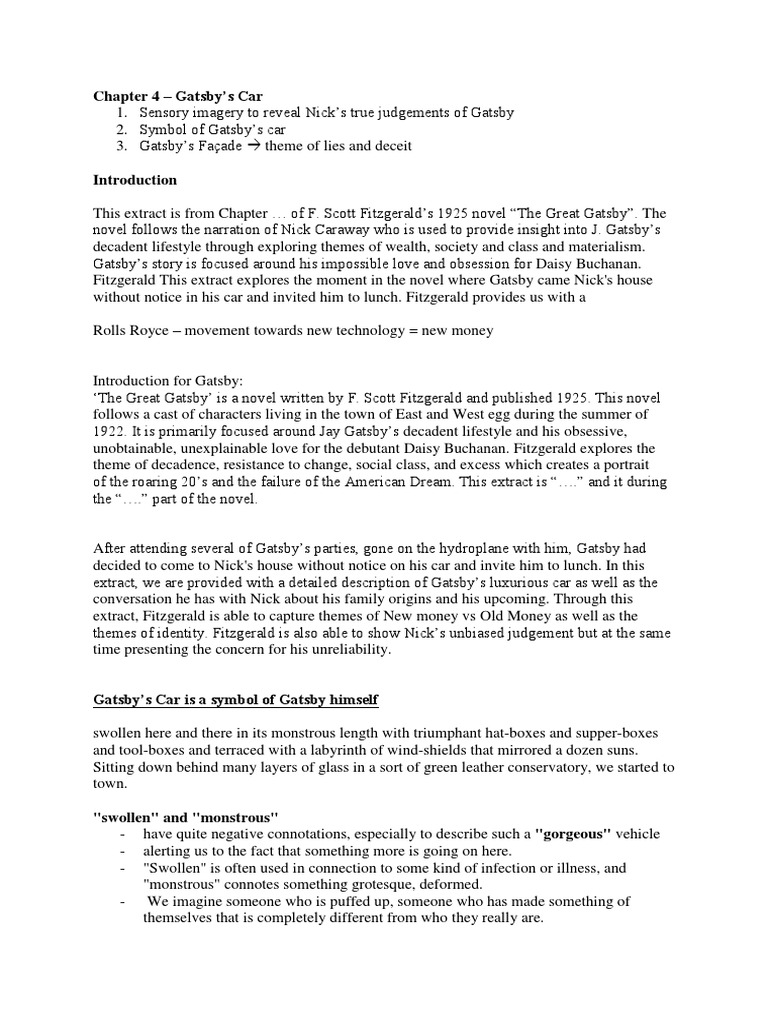 Gatsby's Car IOC | PDF | The Great Gatsby