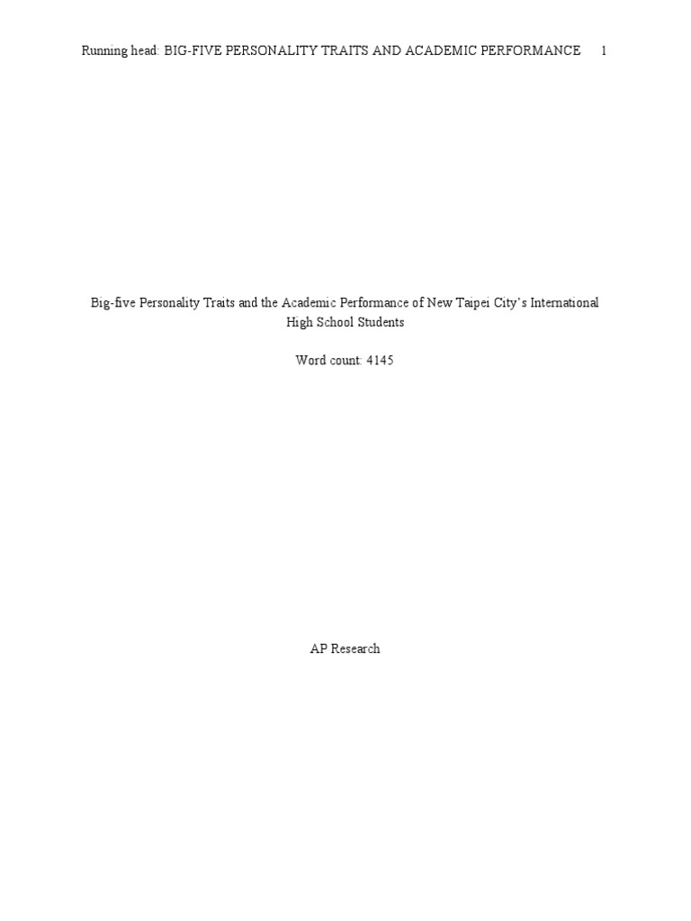 Big Five Traits & Student GPA | PDF | Correlation And Dependence ...