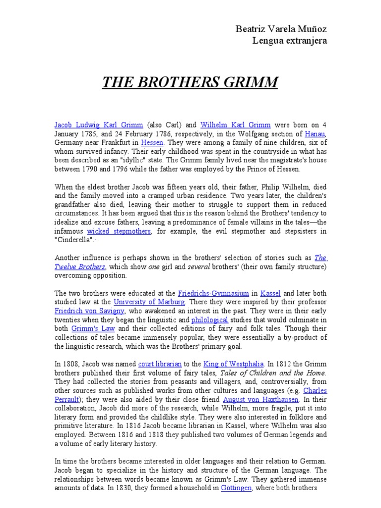 The Brothers Grimm | PDF | Brothers Grimm | Grimms' Fairy Tales