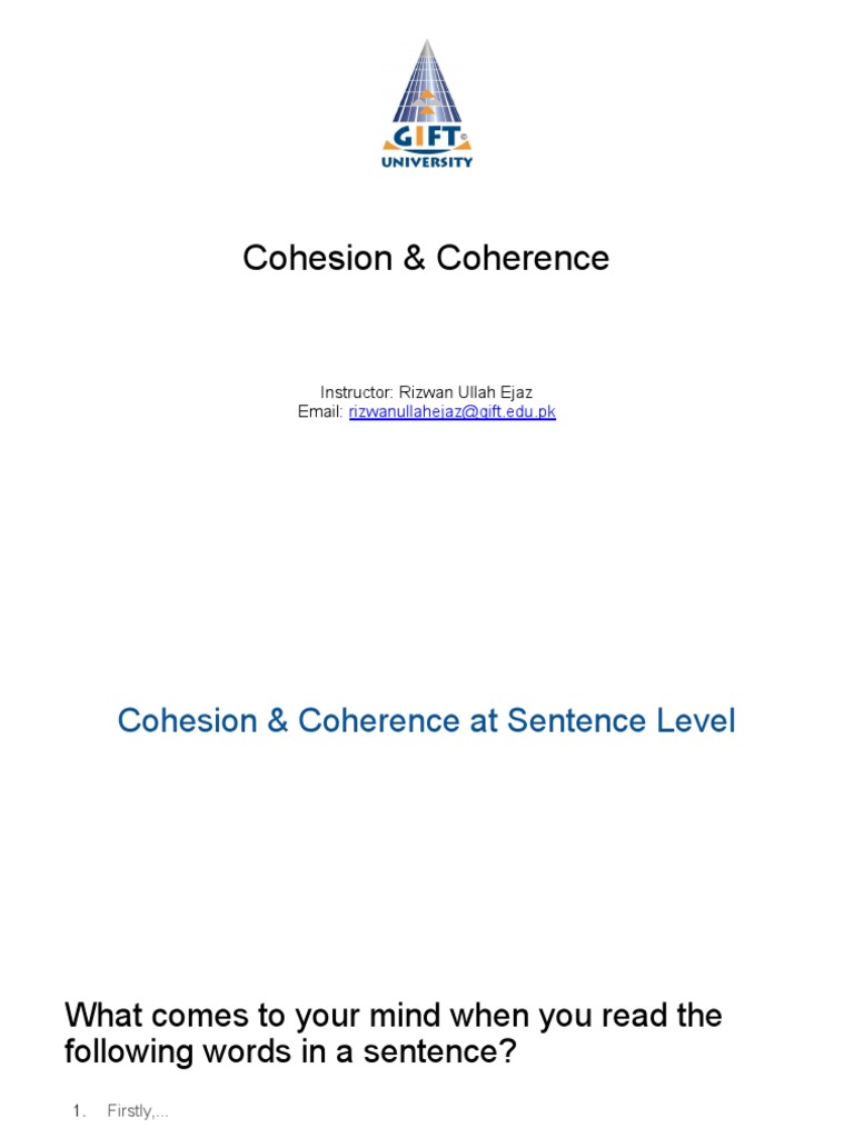 Cohesion & Coherence | PDF | Essays | Paragraph