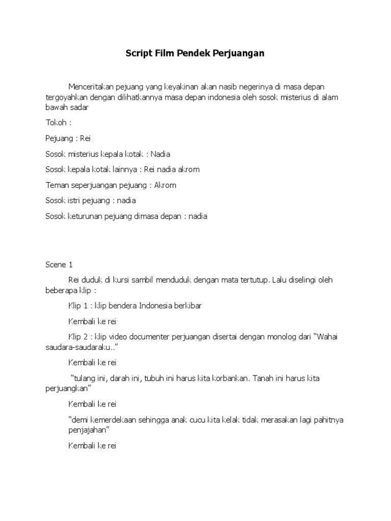 Script Film Pendek Perjuangan | PDF | Griya & Taman | Seni