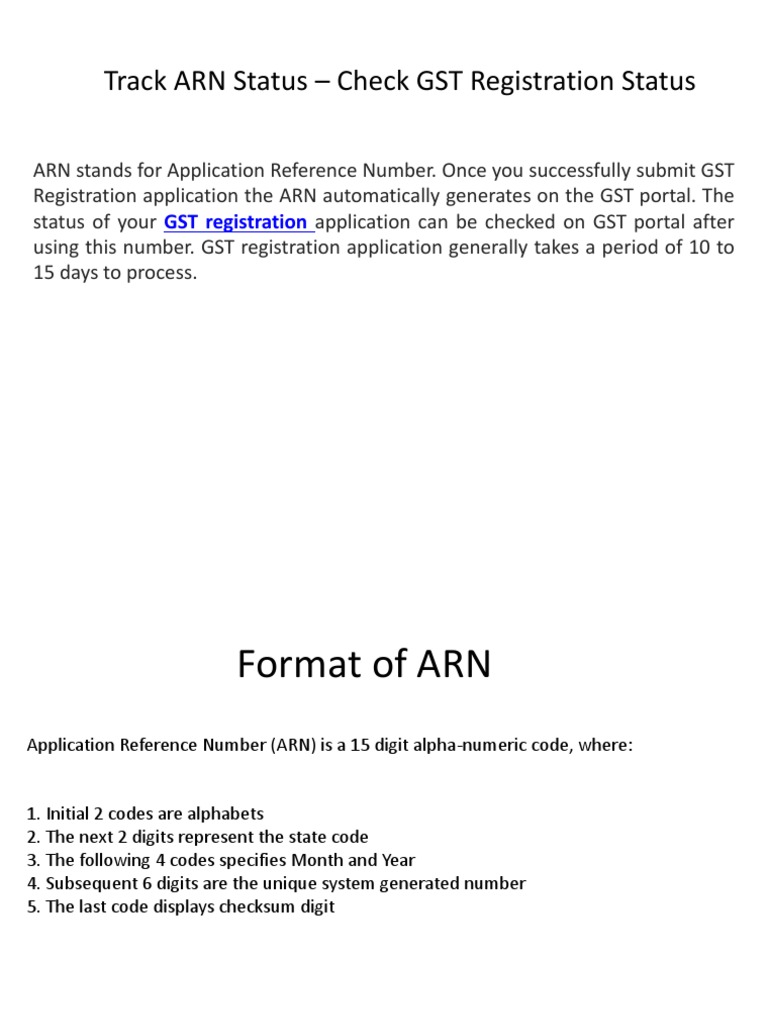 Track ARN Status - Check GST Registration Status | PDF