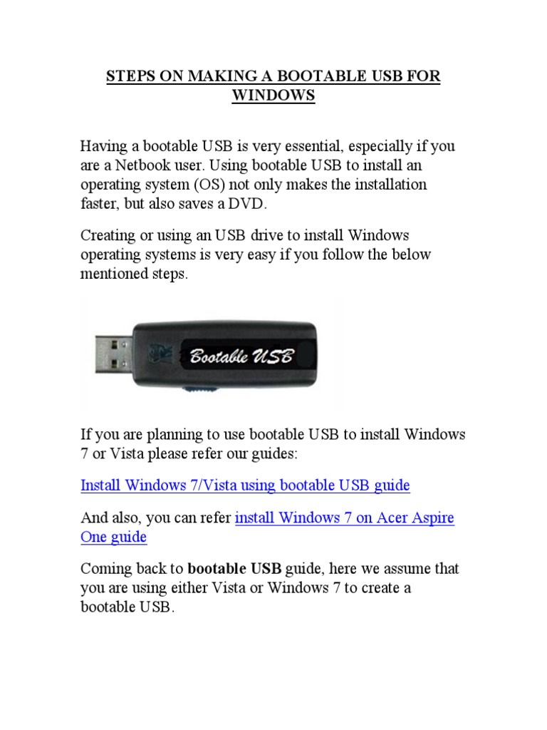Creating A Bootable Usb Drive For Installing Windows A Step By Step
