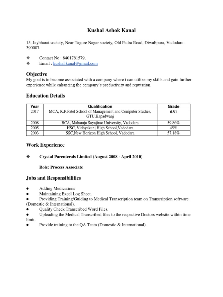 Kushal Kanal Resume | PDF | Mutual Funds | Investor