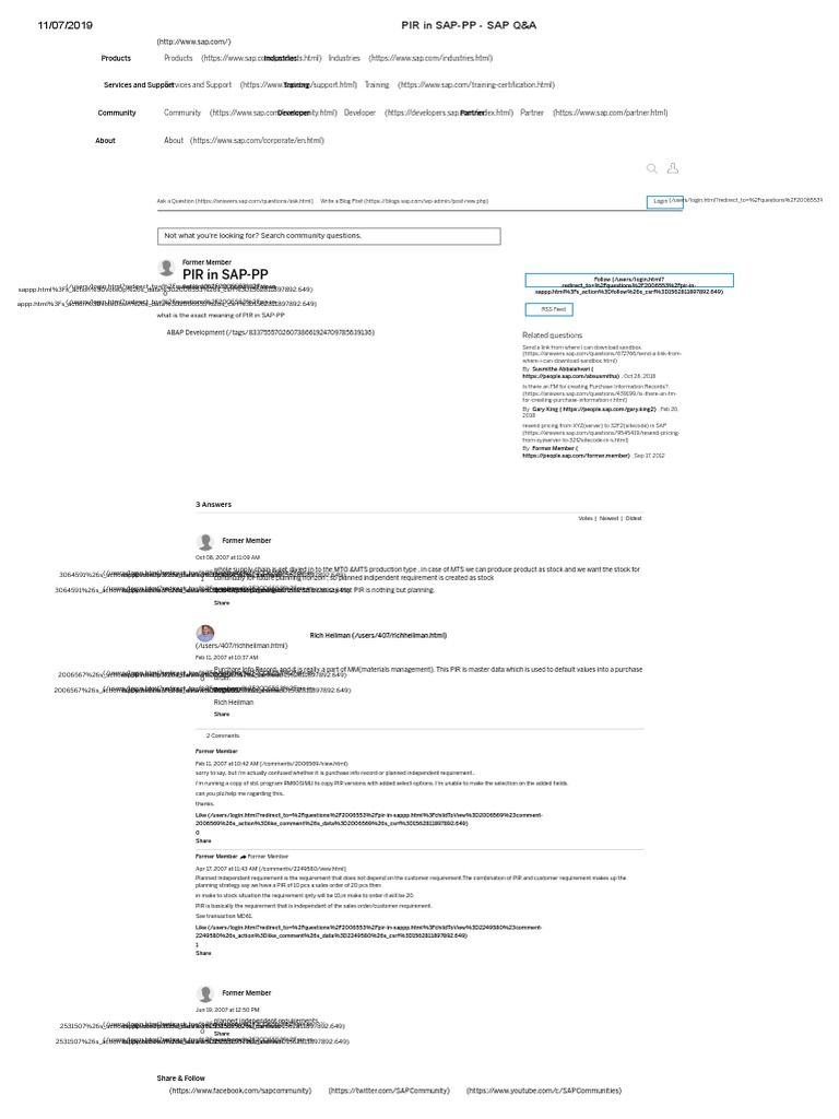 PIR in SAP-PP - SAP Q&A | PDF | Information Technology | Cyberspace