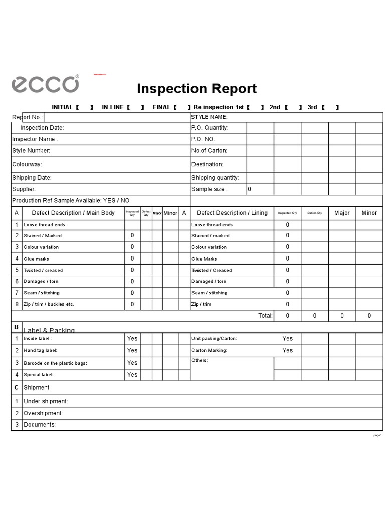 AQL Blank Form | PDF