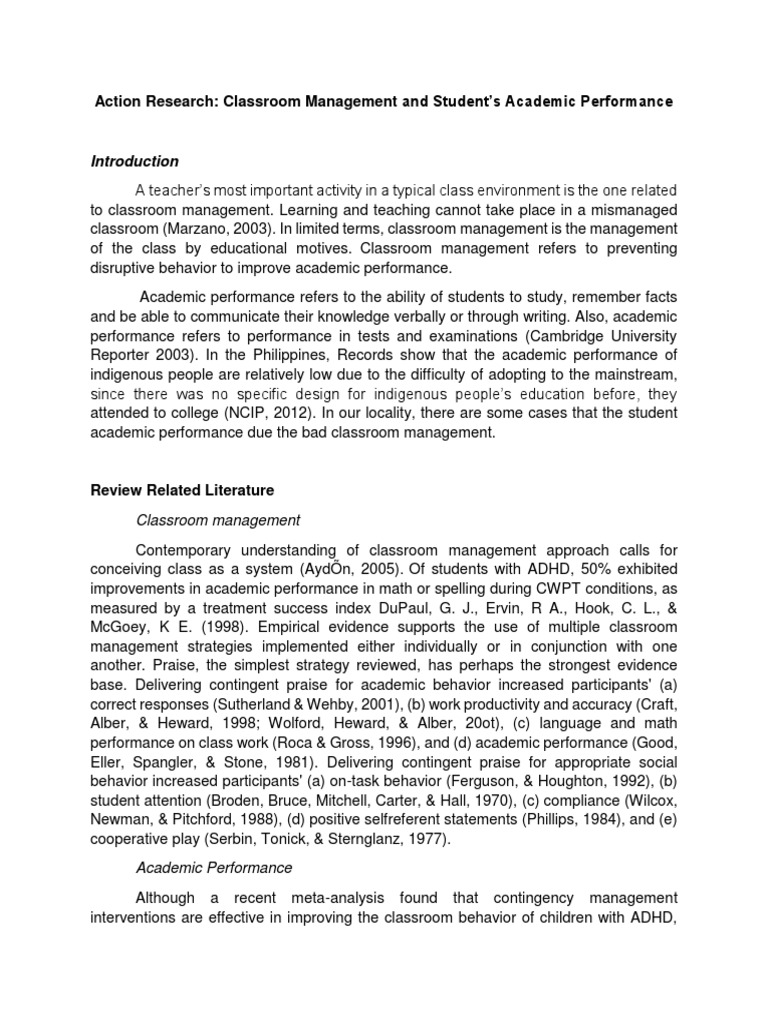 Classroom Management's Effect on Performance | PDF | Classroom ...