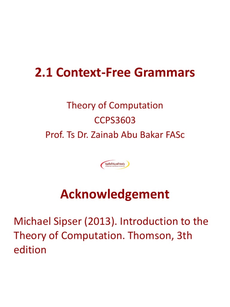 2.1 Context-Free Grammars | PDF | Syntax (Logic) | Notation
