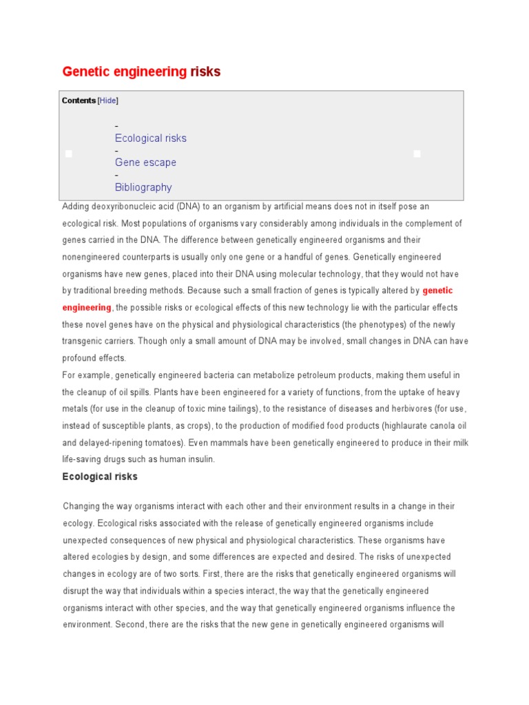 Genetic Engineering Risks | PDF | Genetic Engineering | Species