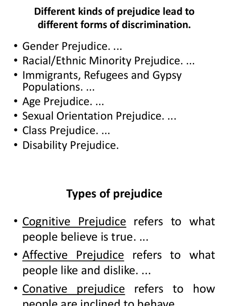Types and Forms of Prejudice Explained | PDF | Prejudices | Motivation