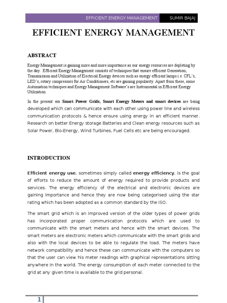 Efficient Energy Management | PDF
