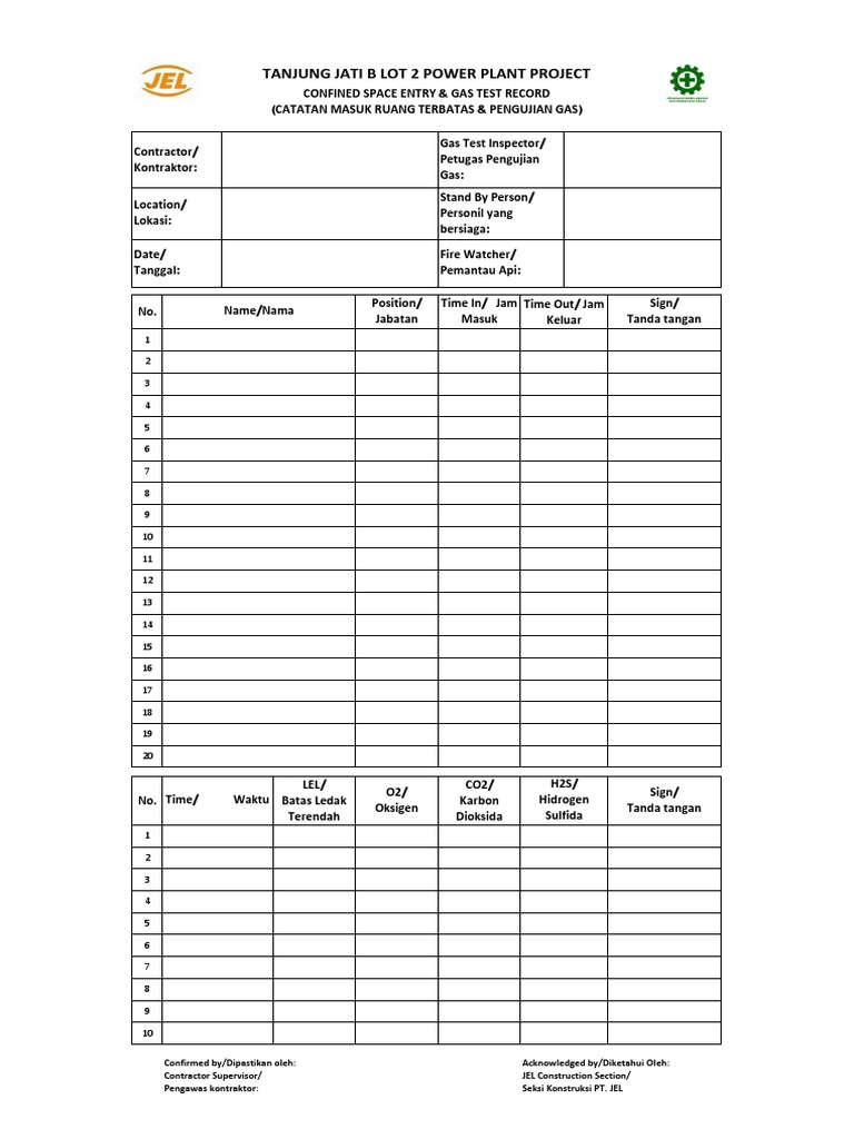 Confined Space Entry Record T PDF | PDF