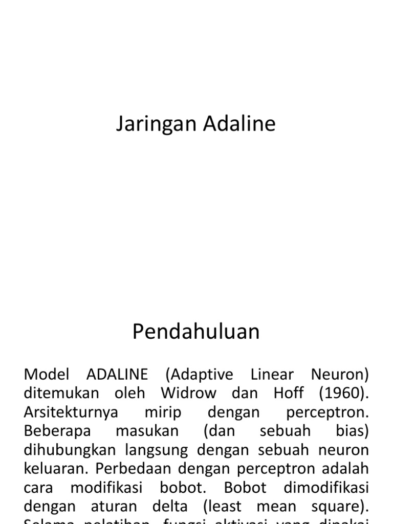 ADALINE: Algoritma dan Contoh Logika AND | PDF | Metode & Bahan Ajar