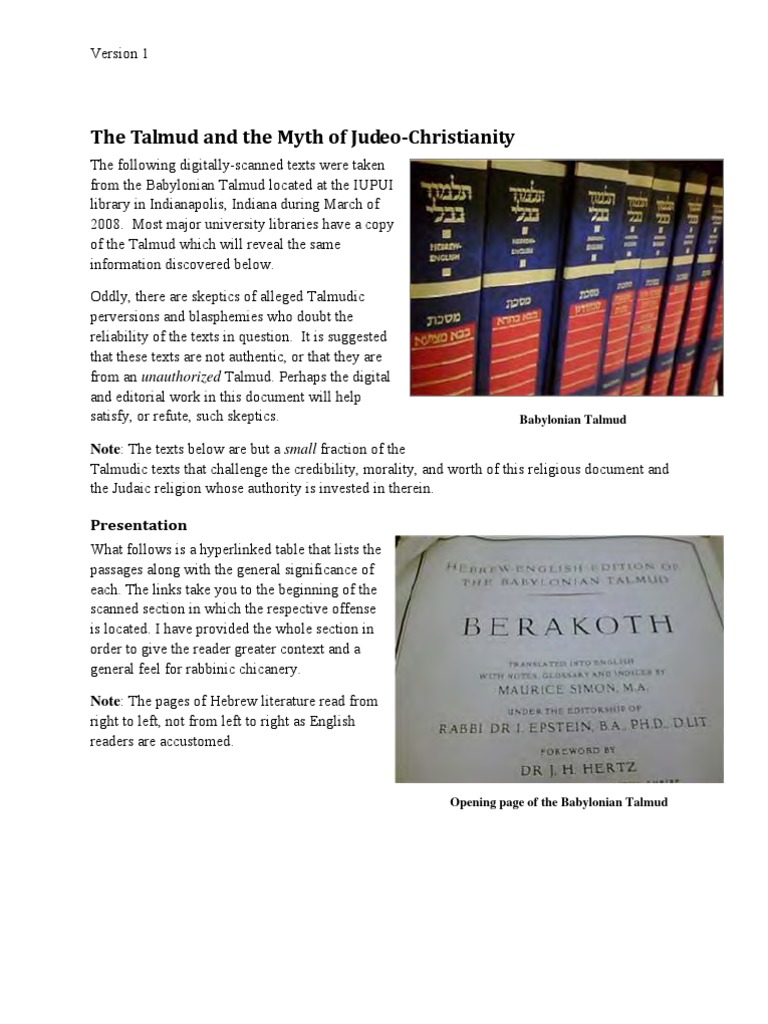 The Talmud and The Myth of Judeo-Christianity: Presentation | PDF ...