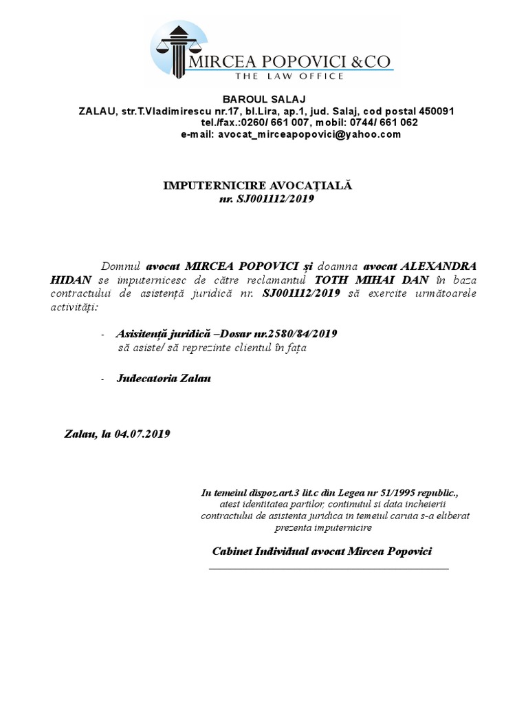 Imputernicire Model | PDF