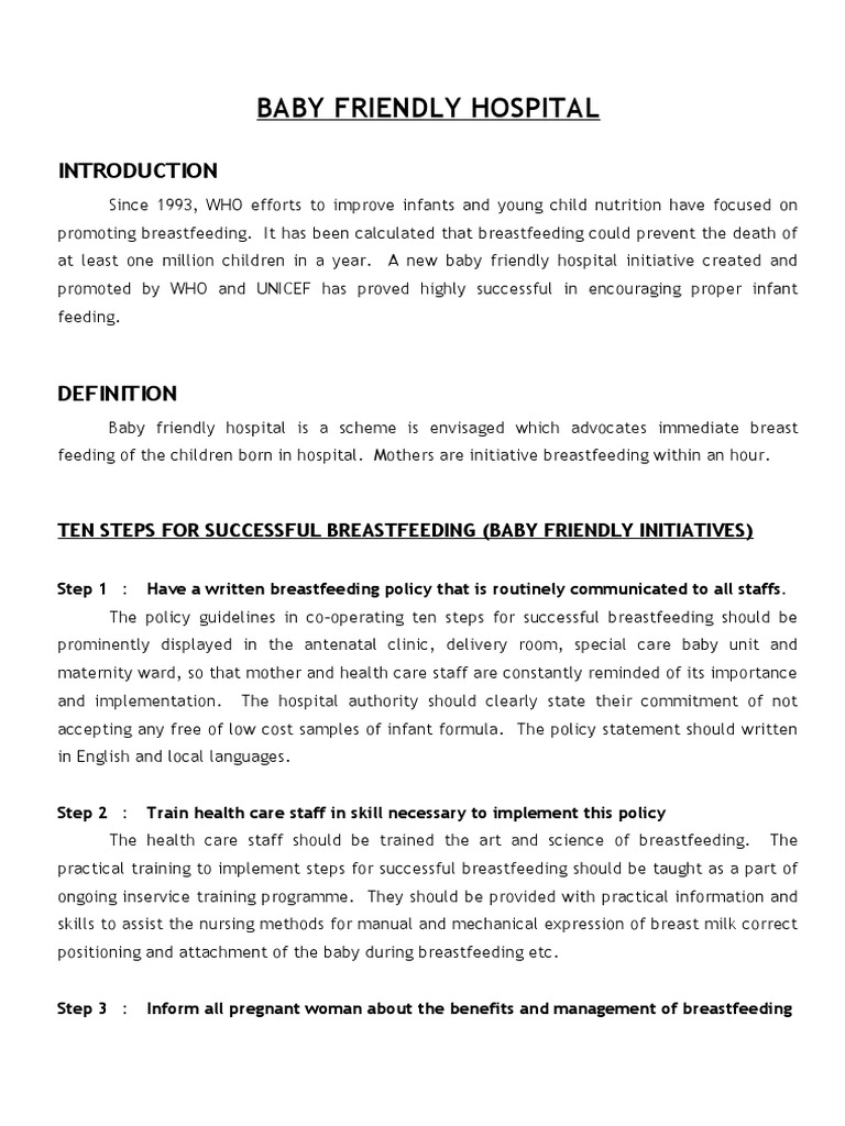 Baby Friendly Hospital Initiative Overview | PDF | Breastfeeding ...