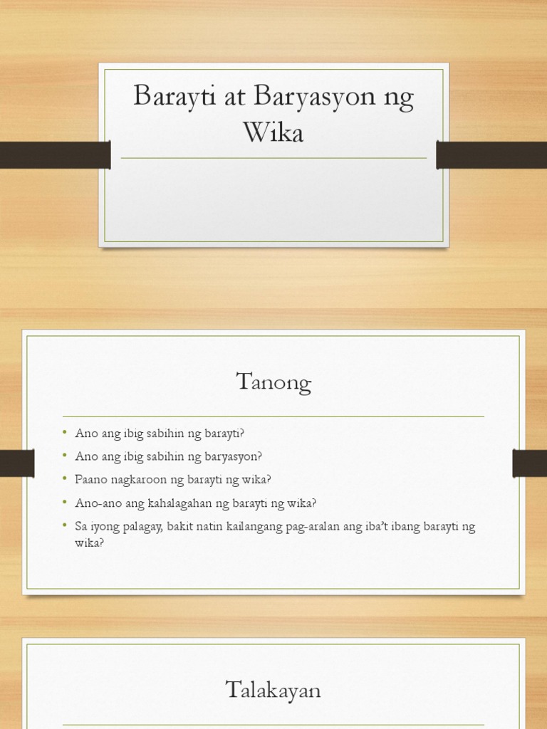 Barayti at Baryasyon NG Wika | PDF