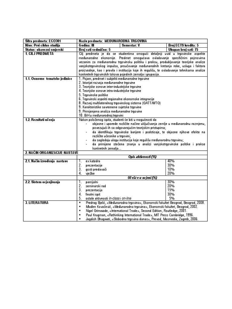 Medjunarodna Trgovina PDF | PDF