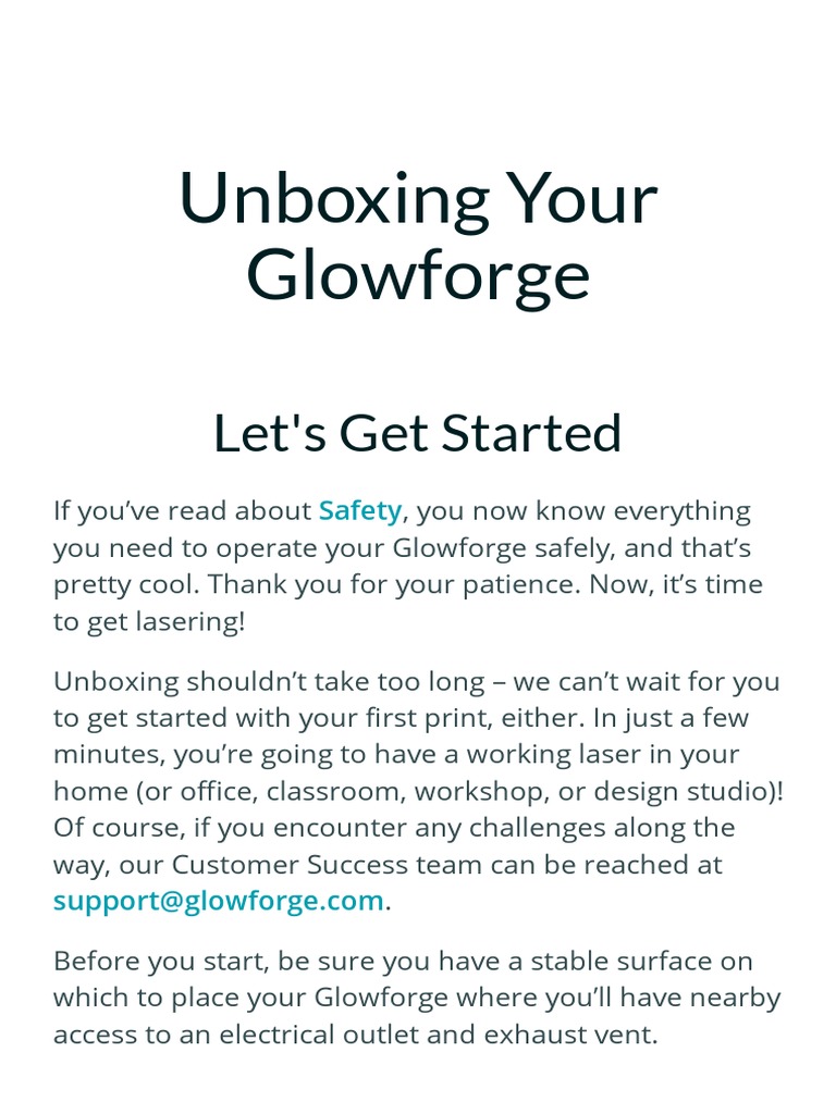 Glowforge Setup - 01 Unboxing Your Glowforge | PDF | Printer (Computing ...