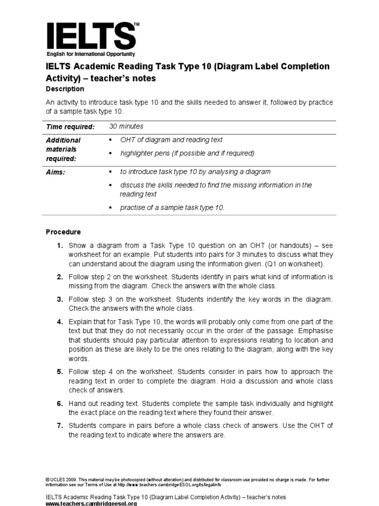 Ielts Ac Reading Type 10 Diagram Label Completion | PDF | International ...