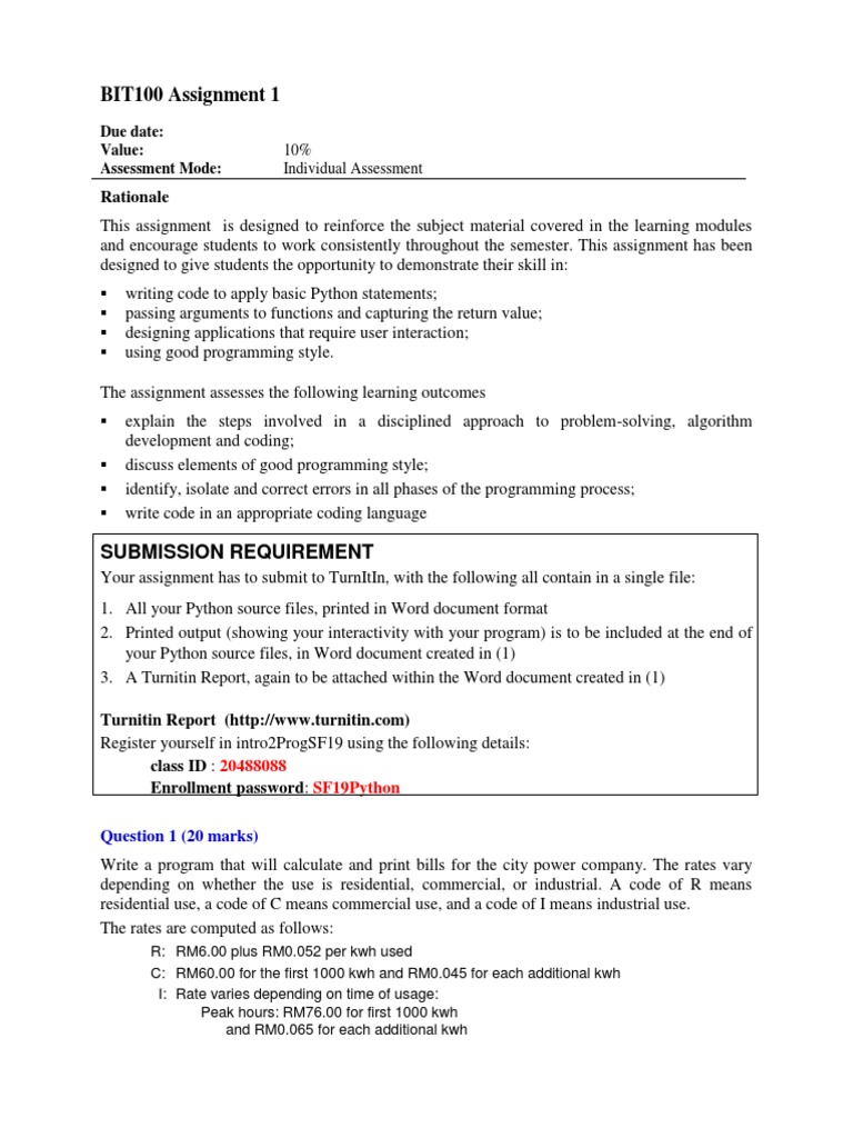 Python Programming Assignment Guide | PDF | Turnitin | Computer Programming